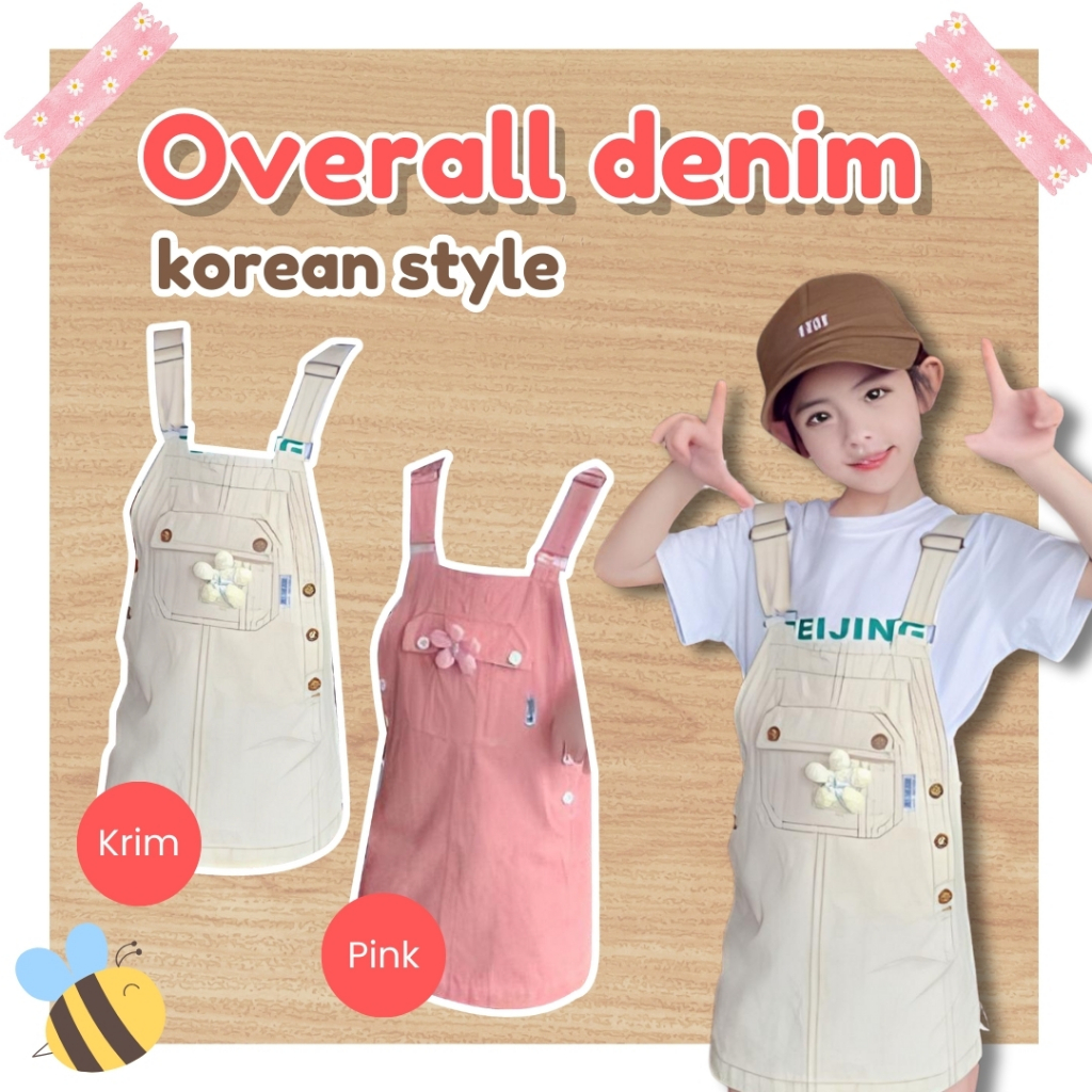 Jual 【HONEY.BABY】Daster Anak 2-12 Tahun Baju Overall Bunga Anak Denim ...