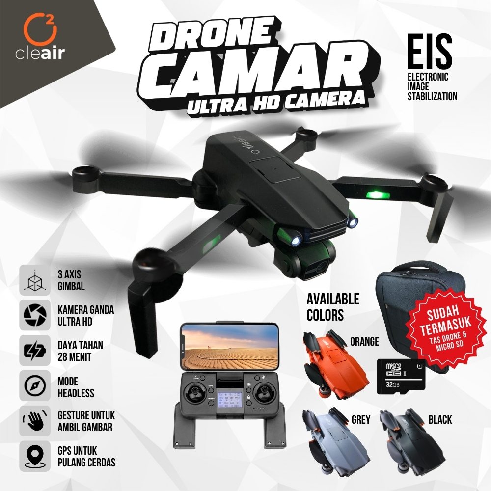 Jual Cleair O2 - Drone Kamera GPS Pro Camar WIFI Live Streaming ...