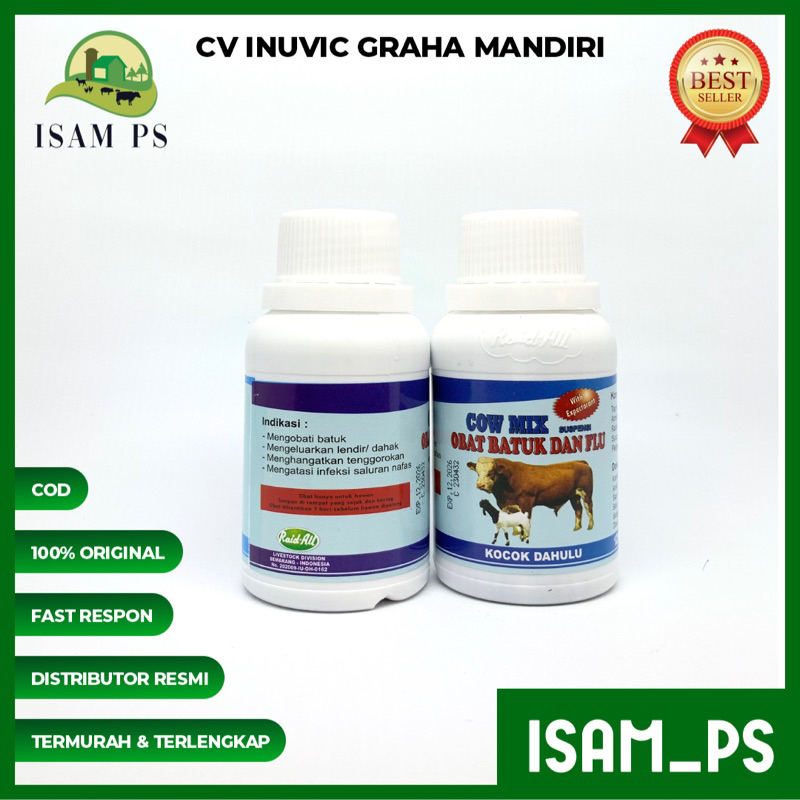 Jual Obat batuk dan flu untuk hewan ternak sapi, kambing | COWMIX 120 ...