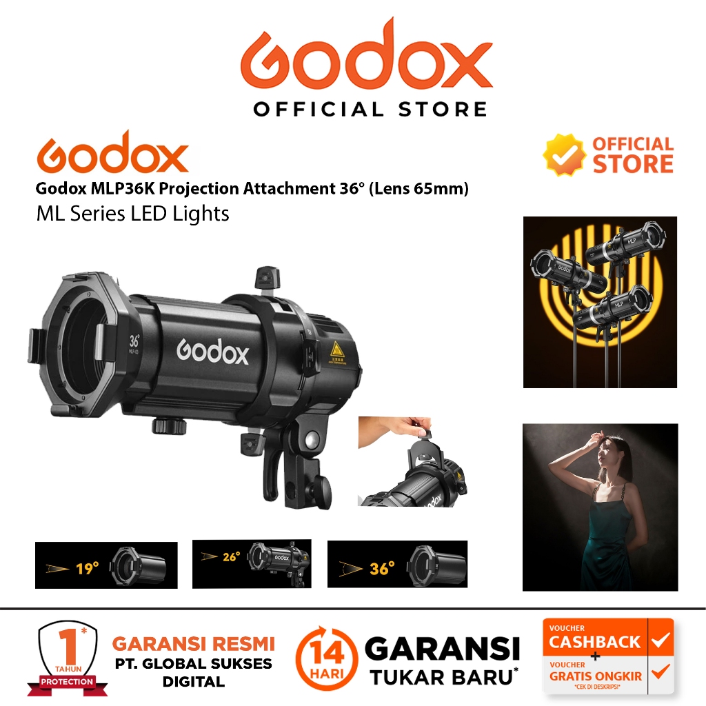 Jual Godox MLP36K Projection Attachment 36° Lens 65mm ML LED Light | Shopee Indonesia