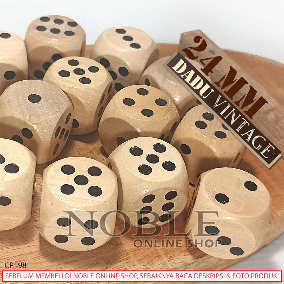 Jual Dadu 24 mm Klasik Vintage Kayu Dice Unik Color Warna Natural ...