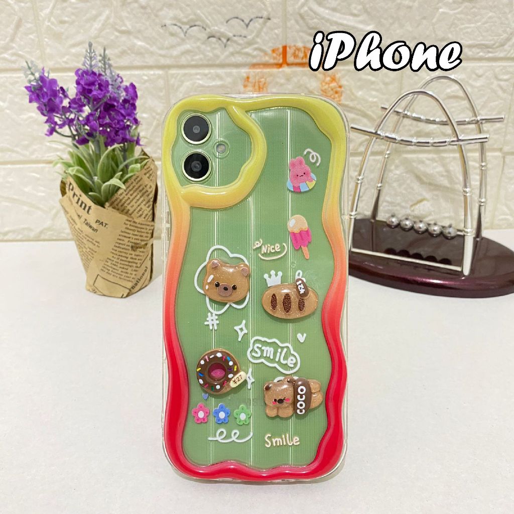 Jual 3D Curly Softcase untuk iPhone X 11 8 7 6+ Plus motif Boneka Smile ...