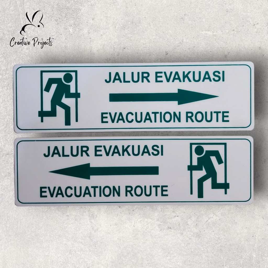 Jual Sign Akrilik Jalur Evakuasi Kanan + Jalur Evakuasi Kiri | Sign ...
