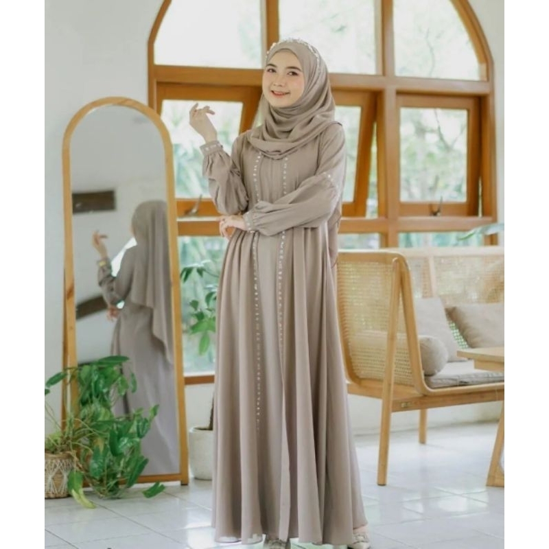 Jual Abaya syahira set outer terbaru bahan ceruty babydoll aplikasi payet mutiara abaya set ...