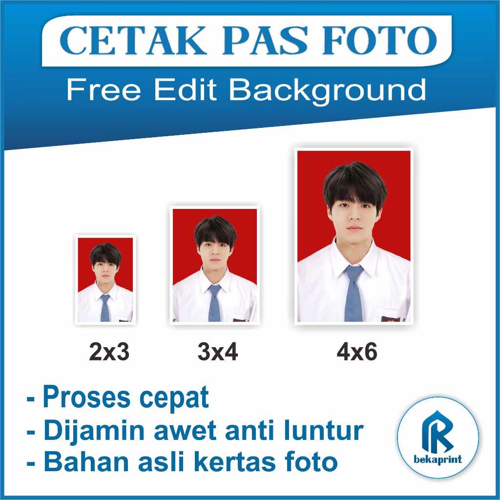 Jual Cetak pas foto 3x2 / 3x4 / 4x6 (FREE GANTI BACKGROUND) | Shopee ...