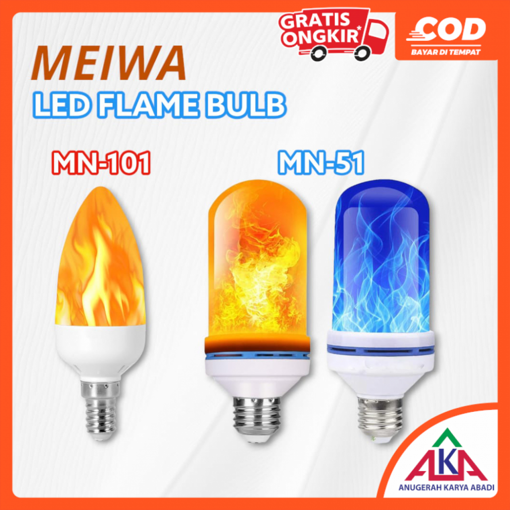 Jual Lampu Bohlam LED MEIWA Efek Api Flame Effect / Candle Bulb Cafe Obor 4 / 9W E27 | Shopee ...