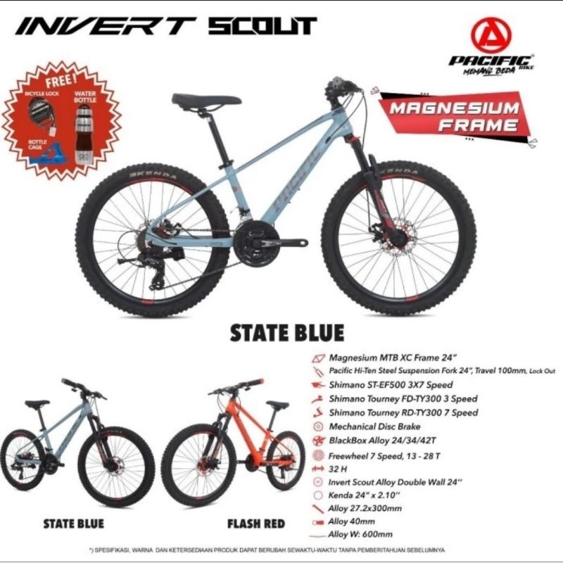 Jual Sepeda MTB Gunung Ban Roda 24 Pasific Invert Scout Magnesium Frame ...