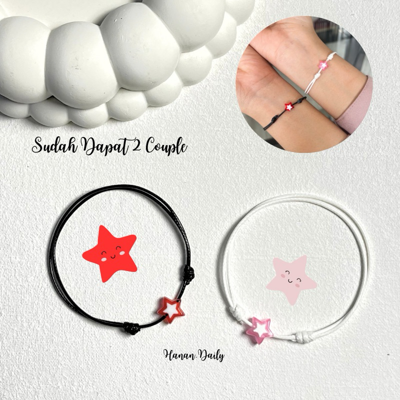 Jual [Couple] Gelang Star White And Black | Gelang bintang pink Red ...