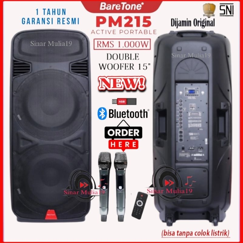 Jual Speaker Portable Aktif Double 15 Inch Baretone Pm215 Original