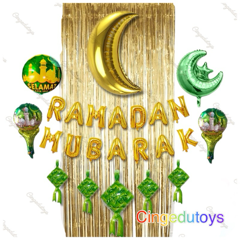 Jual Paket set lengkap Ramadan mubarak ketupat pentungan balon bulat ...