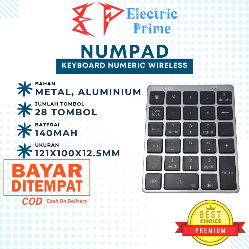Jual Keypad Mini Wireless TD960 28 Key Rechargerable Numpad Metal ...