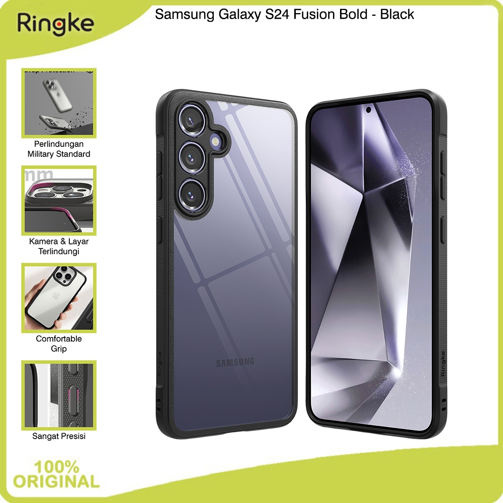 Jual Ringke Samsung S24 Fusion Bold Black Tipis Tahan Banting Anti ...