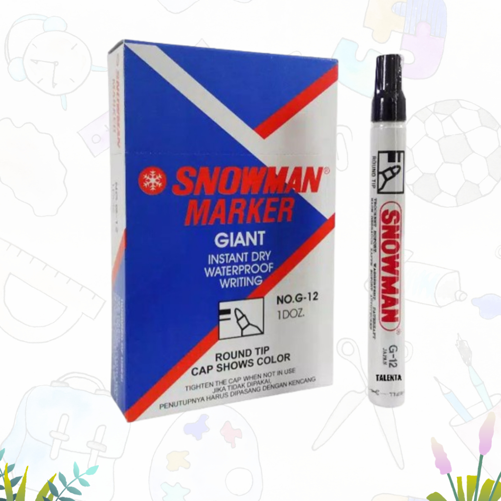 Jual Spidol Snowman Permanent G-12 Black Pack | Shopee Indonesia