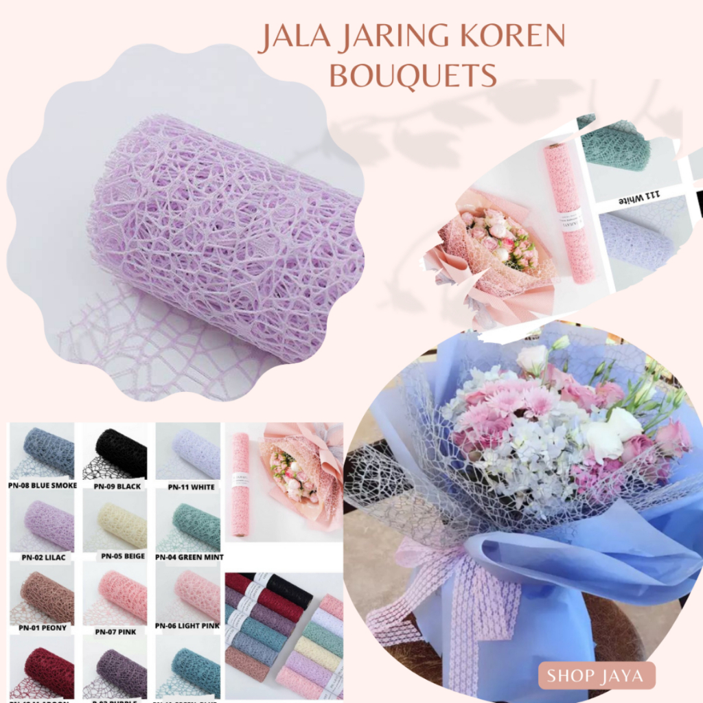 Jual 1 ROLL Kertas Jaring Jala Buket Bunga Korean Jaring Spider Roll ...