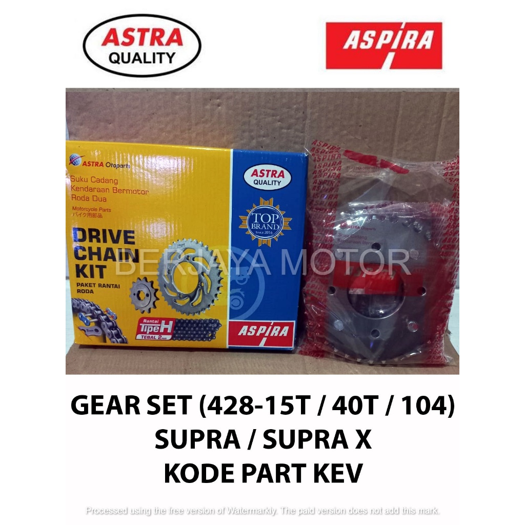 Jual GEAR SET SUPRA SUPRA X KODE KEV 428-15T 40T 104 ORIGINAL ASPIRA ...