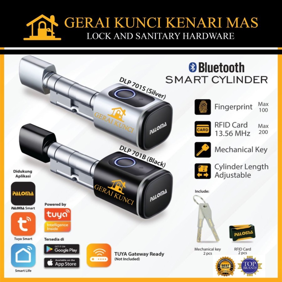 Jual PALOMA DLP 701 Smart Cylinder Lock Kunci Pintu Otomatis Silinder ...