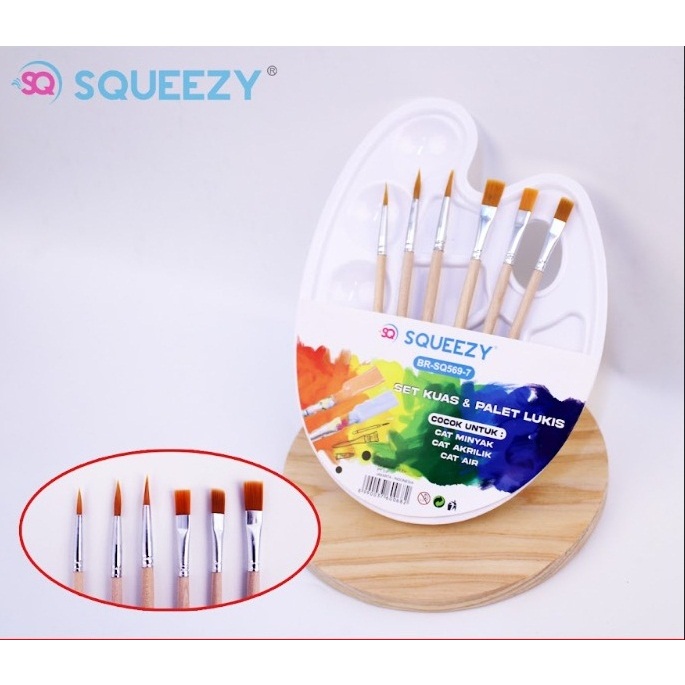 Jual SQUEEZY set kuas +palet lukis | Shopee Indonesia