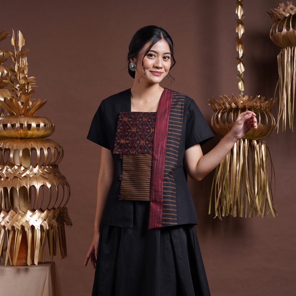 Jual NONA RARA - Kebaya Endek Bali T2719, Baju kerja blouse batik ...
