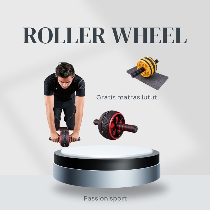 Jual roller wheel single round (GRATIS MATRAS LUTUT)/abs roller/sit up ...