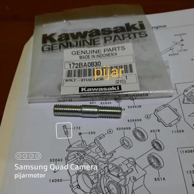 Jual Stud Bolt Baut Tanam Blok Bawah Crankcase Kawasaki Ninja 150 KIS R ...