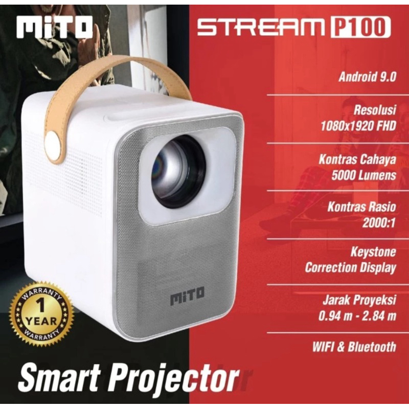 Jual preloved Mito Smart Projector Stream P100 Android 9.0 Wifi Bluetooth Proyektor | Shopee ...