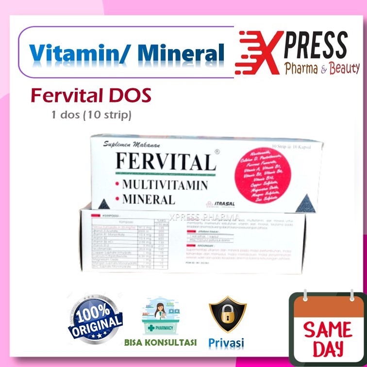 Jual ⚡XPRESS⚡ Fervital DOS Vitamin Mineral Ferfital Verfital Vervital ...