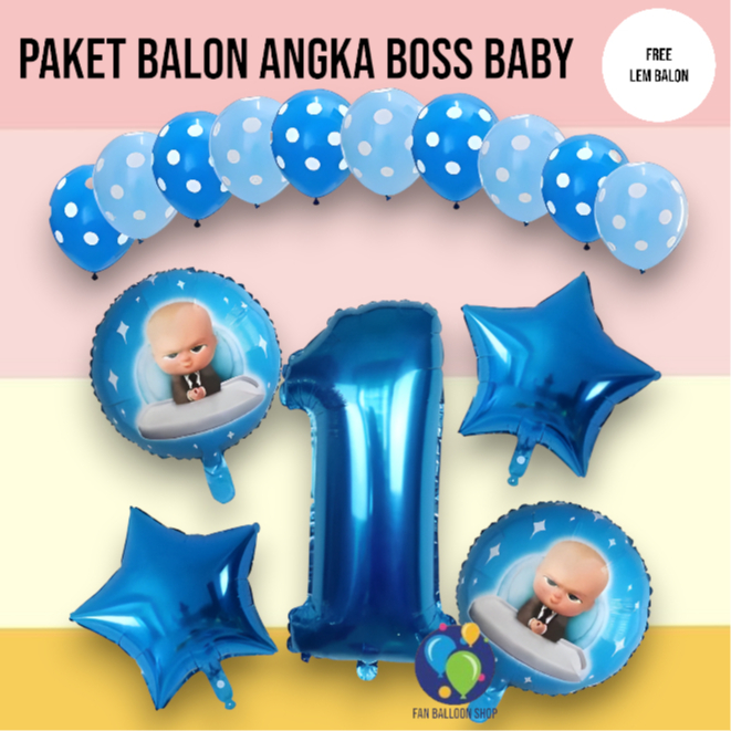 Jual Paket Balon Boss Baby Angka / Set Dekorasi Ulang Tahun Anak Bayi ...