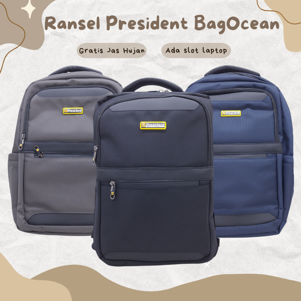 Jual Tas PRESIDENT ORIGINAL PREMIUM / Ransel Laptop PRESIDENT BARU ...