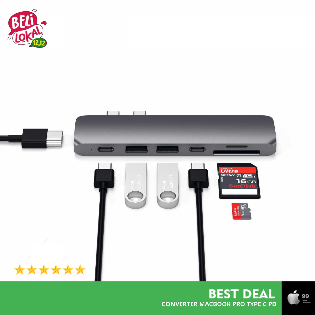 Jual Adaptor Converter Multiport Dual USB Type C PD HDMI Macbook Pro ...