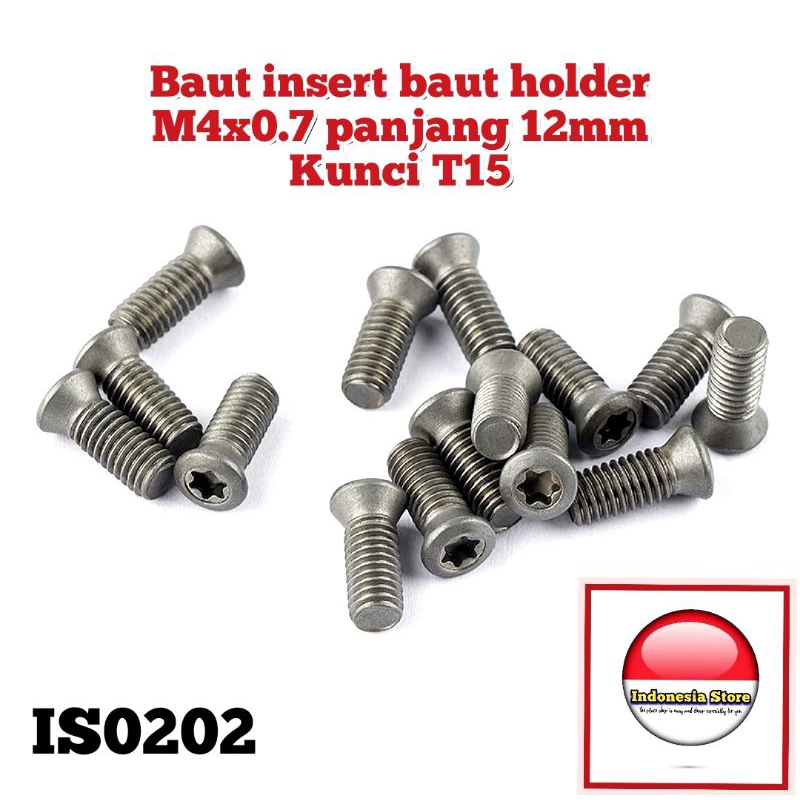 Jual baut insert m4x0.7 panjang 12mm baut holder kepala kunci bintang ...