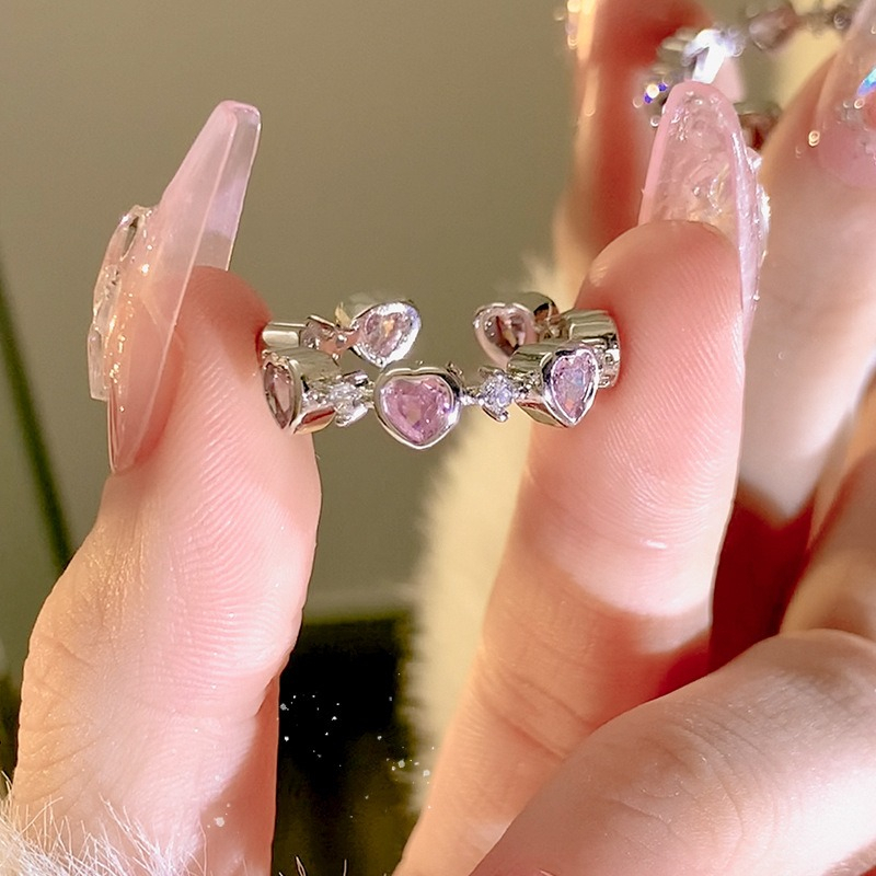 Jual Cincin Hana Love Heart Hati Pink Cupid Alloy Wanita Korea Silver ...