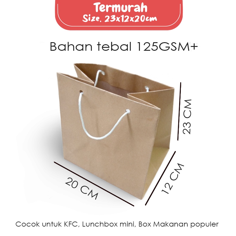 Jual Paper Bag Kado Box KFC Lunchbox 23x12x20 cm / Papper Bag Coklat ...