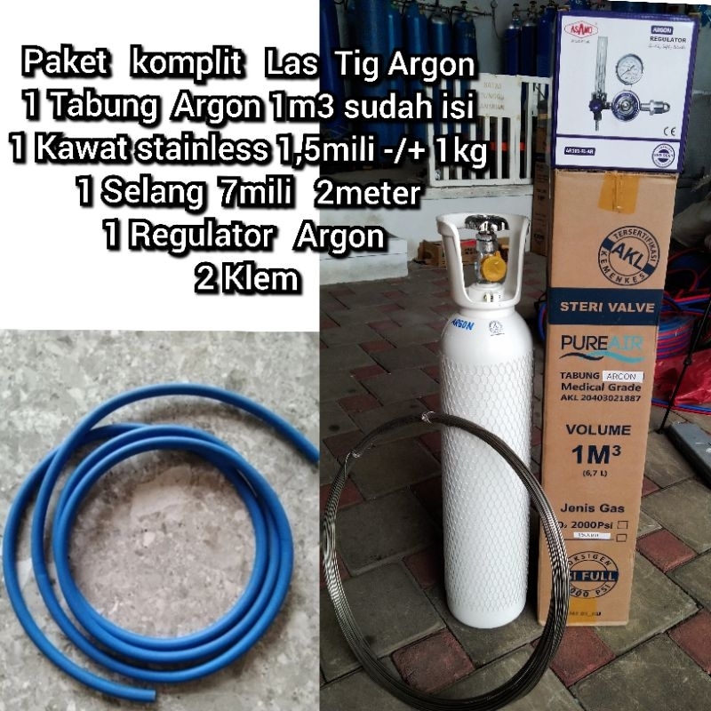Jual Paket Tabung Argon 1m3 + regulator + Kawat + selang + klem cocok ...