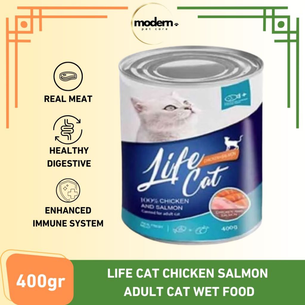 Jual Life Cat Chicken Salmon Adult Cat Wet Food 400gr | Shopee Indonesia