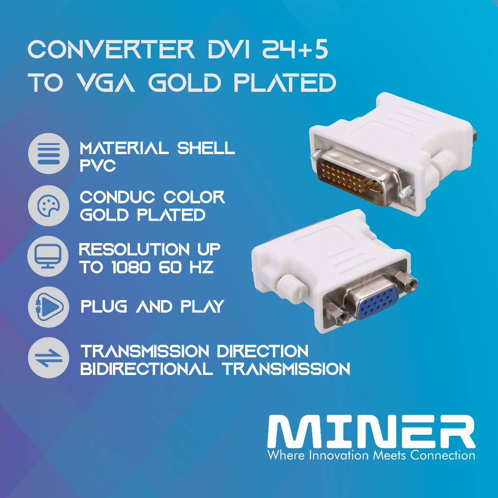 Jual Converter DVI 24+5 to VGA Gold Plated | Shopee Indonesia