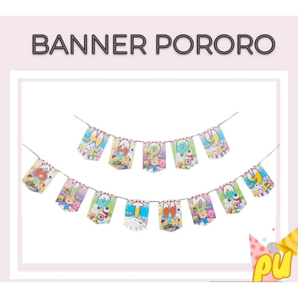 Jual Bunting Flag PORORO / Banner Ulang Tahun Pororo Penguin | Shopee ...