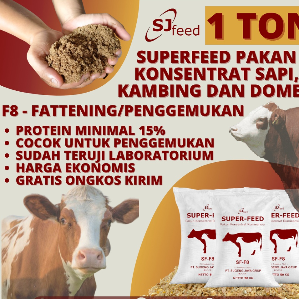 Jual Pakan Konsentrat Sapi, Kambing, Domba Tinggi Nutrisi SUPERFEED - 1 ...