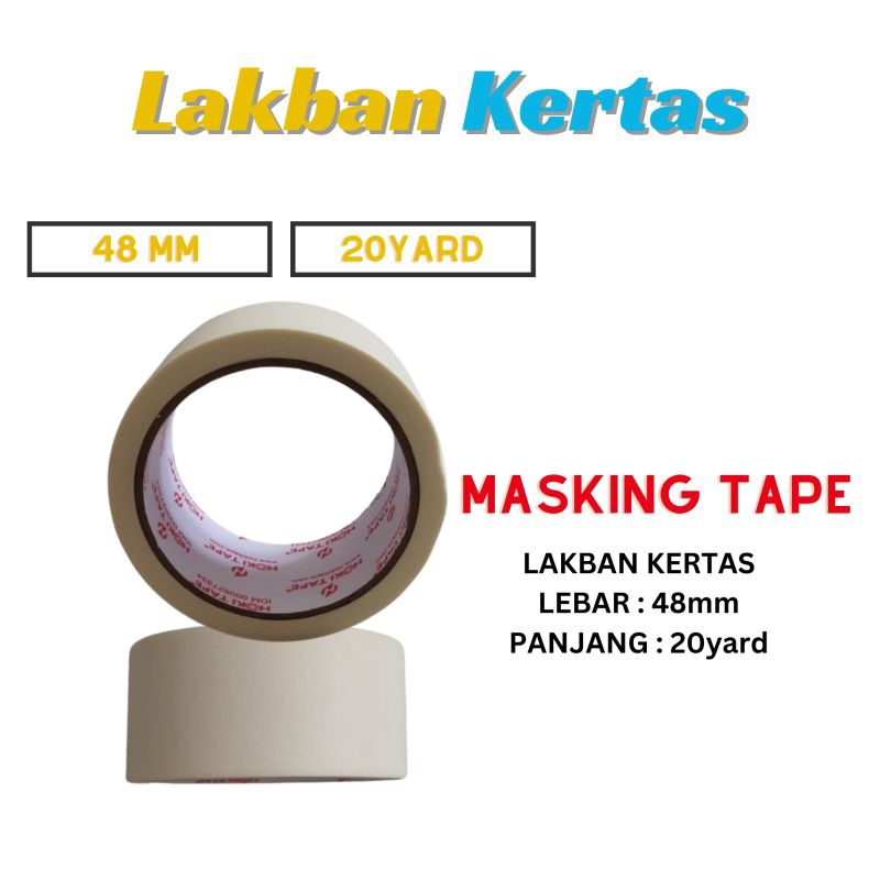 Jual Masking Tape - Lakban Kertas 48mm×20 yard Putih Kualitas Super ...