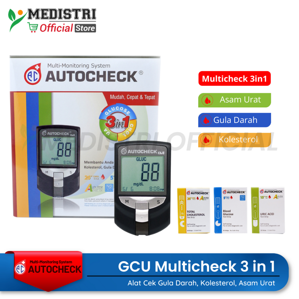 Jual Autocheck GCU 3 in 1 Multicheck Alat Cek Gula Darah Glucose ...