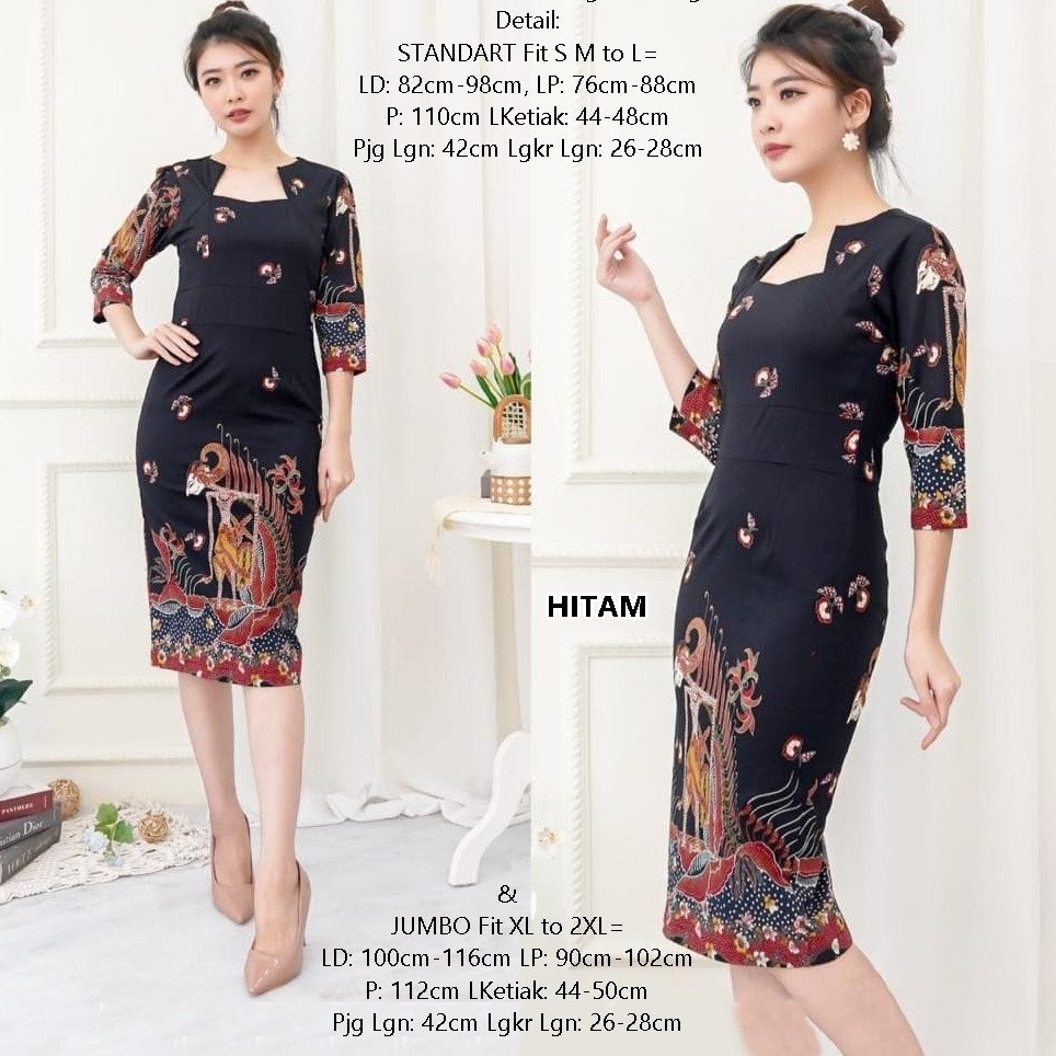 Jual Jumbo Midi Dress Batik Modern Wanita Big size Long Dress Bodycon Sexy Gaun Cewek Kerja ...