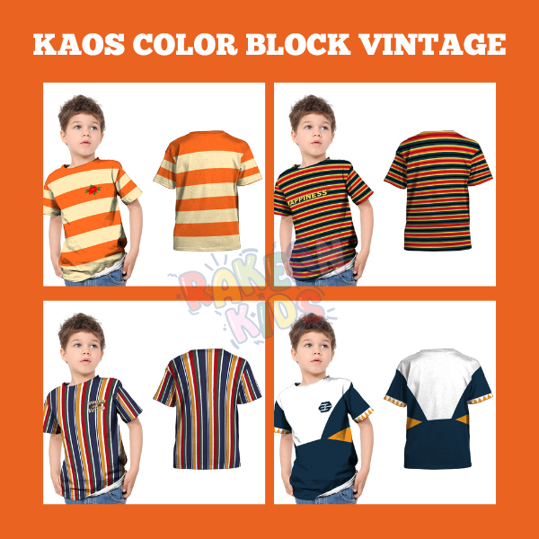 Jual Baju Kaos Tshirt Retro Color Block Warna-Warni 02 Vintage Full ...