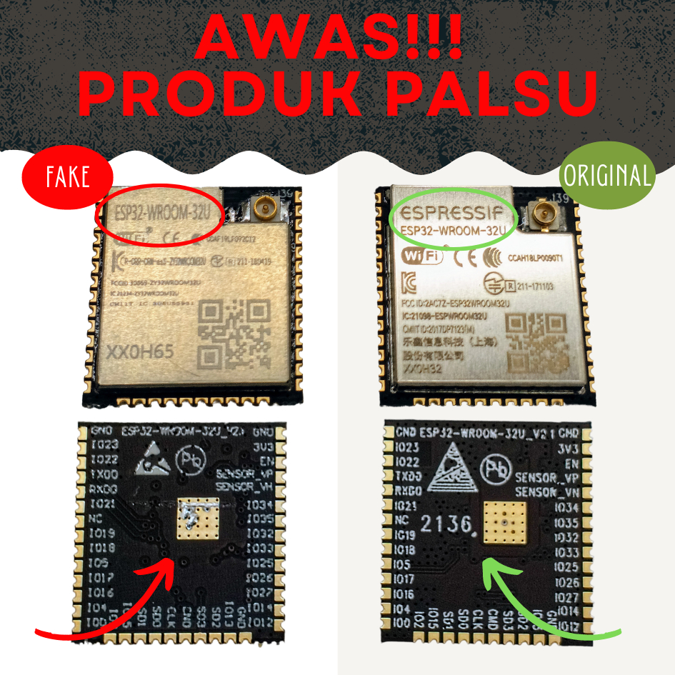 Jual ESP32 ESP32U ESP32-WROOM-32U Chip Original Espressif | Shopee ...