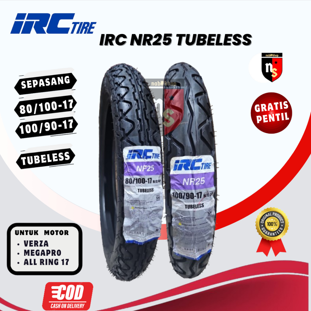 Jual PAKET Ban IRC NF25 80/100-17 & NR25 100/90-17 Tubles Ring 17 Verza ...