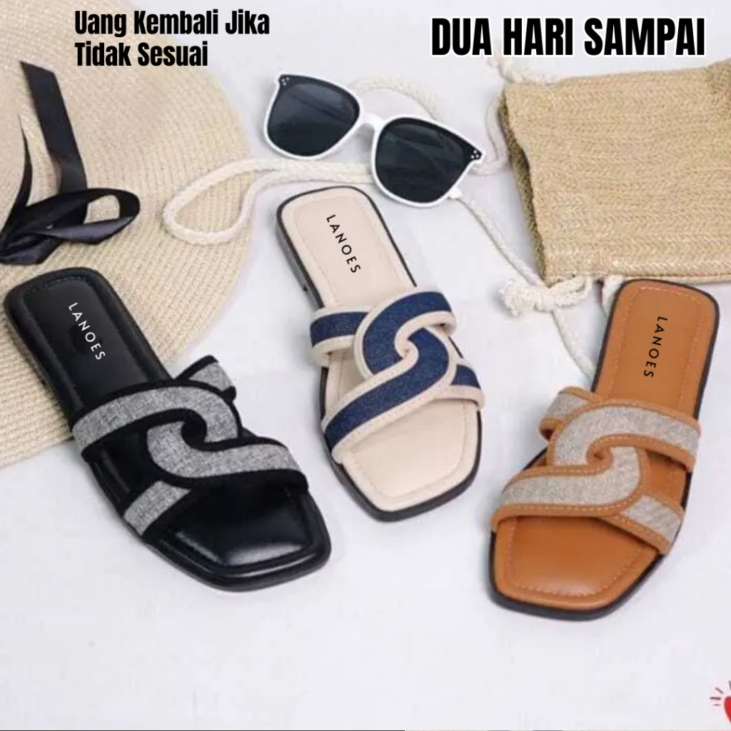 Jual LANOES Sandal Wanita Kekinian Elegan Terbaru 2024 Sandal Cewek Murah | Shopee Indonesia
