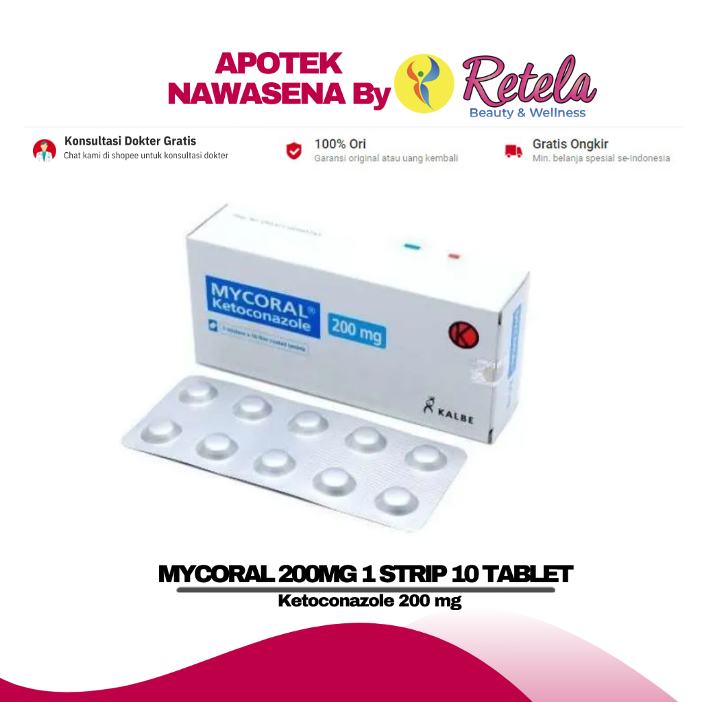 Jual MYCORAL 200MG 1 STRIP 10 TABLET ( Ketoconazole 200 mg ) | Shopee ...