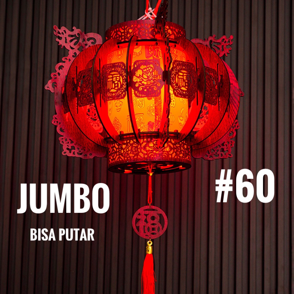 Jual Lampion Lampu Imlek Besar Listrik LED Bisa Putar 360 Derajat / Red ...