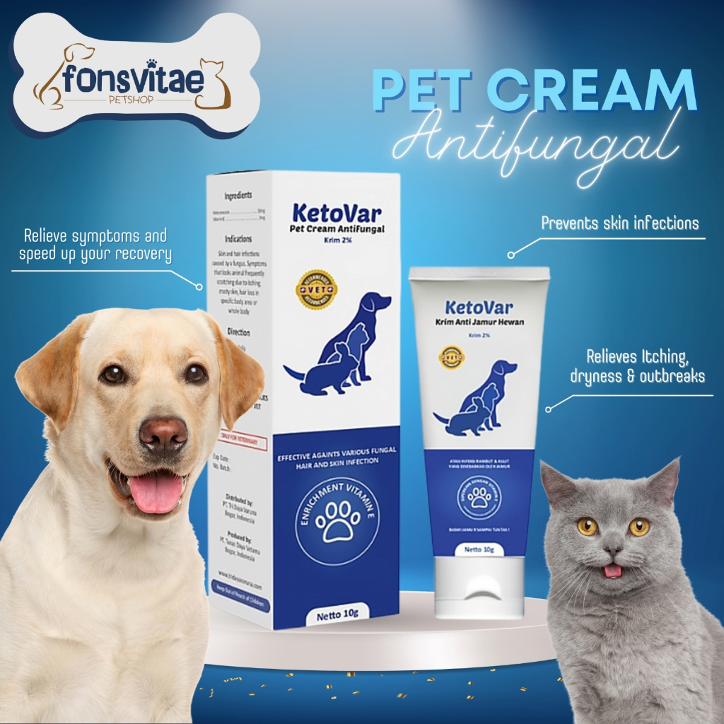Jual Ketovar 10g Krim Basmi Jamur Ringworm Pada Anjing Kucing - Obat ...