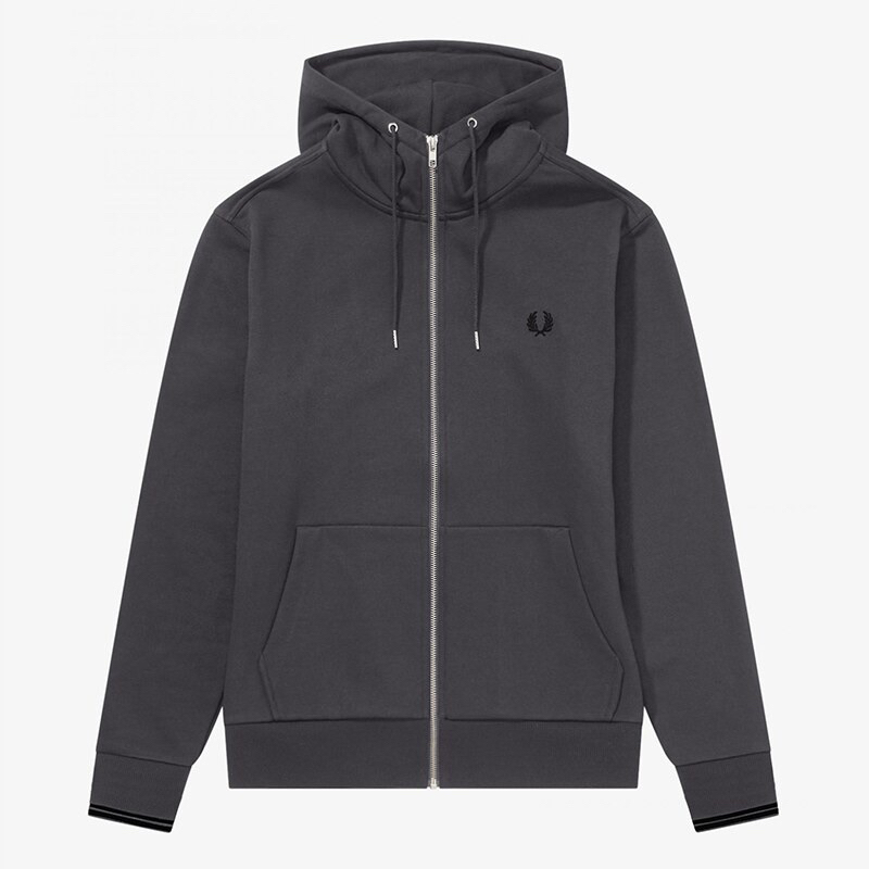 Jual Fred Perry Zip Through Hoodie In Grey | Shopee Indonesia