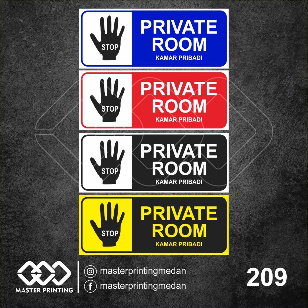 Jual 209 - Stiker Private Room, Kamar Pribadi, Sticker Vinyl, Premium ...
