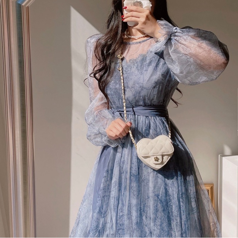 Jual Lucinta Dress Korean Floral Dinner Mewah Elegant Spring Prewed ...